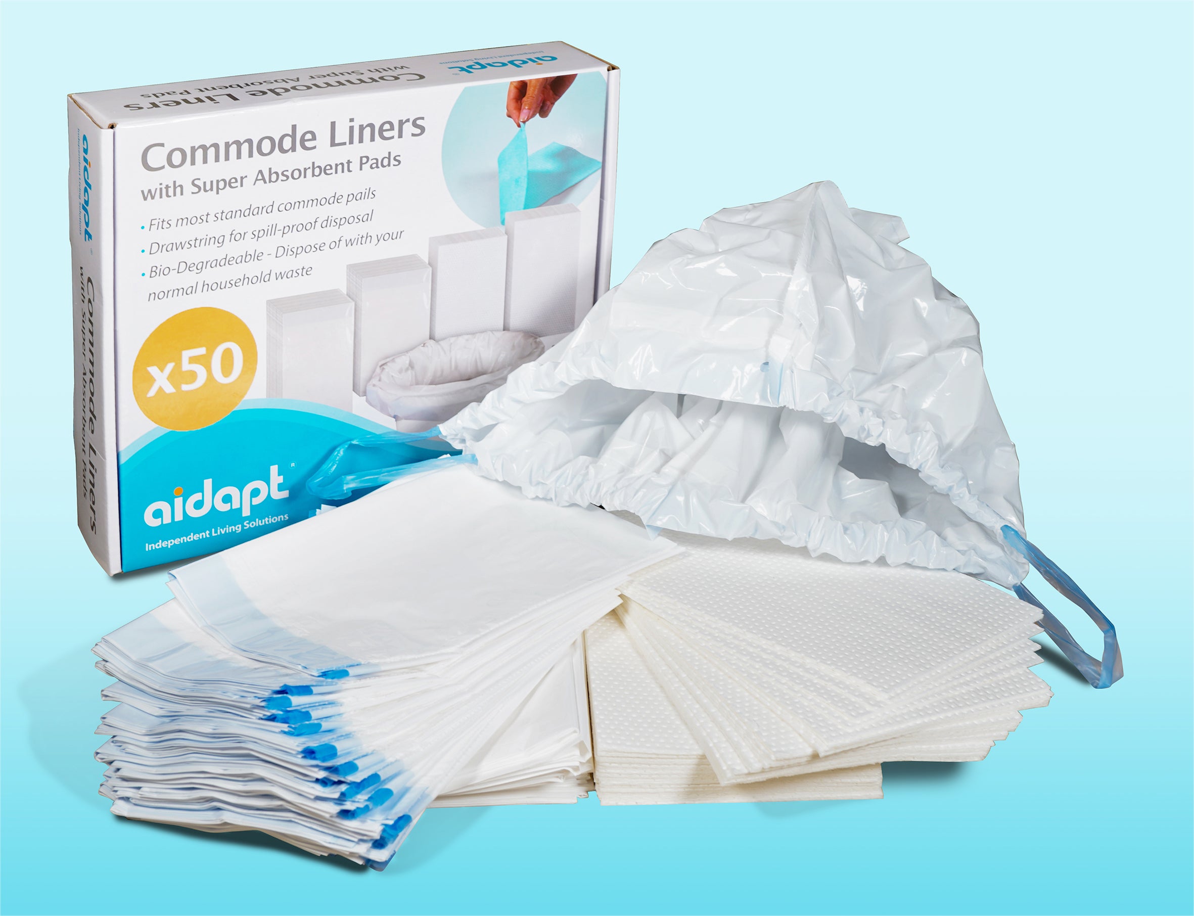 Aidapt VS216CL Commode Bucket Bag Liners With Absorbent Pads Kit Set A ...